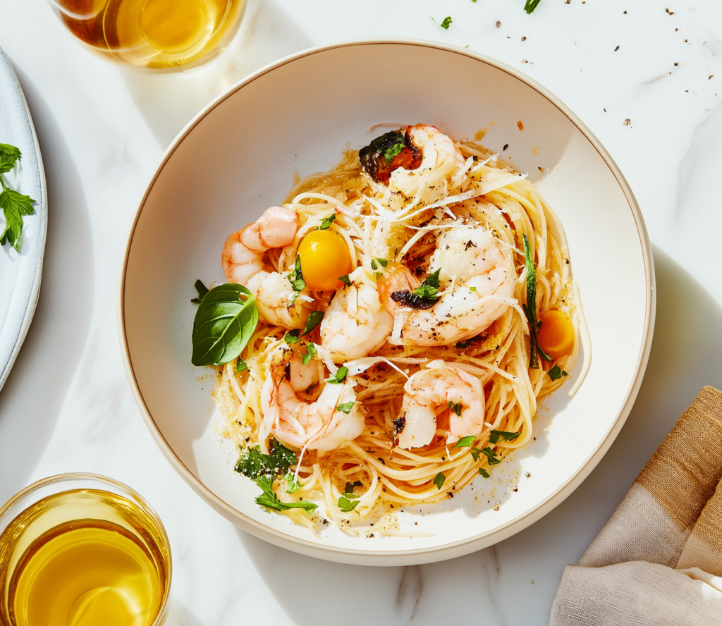 Räkpasta med tomat & basilika - FiskDirekt